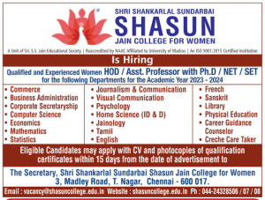 Teaching Job Vacancies at Shri Shankarlal Sundarabai Shasun Jain ...