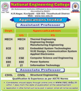 Assistant Professor/Associate Professor Jobs in National Engineering ...