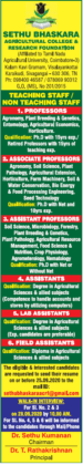 Faculty and Assistant Jobs at Sethu Bhaskara Agricultural College and Research Foundation ...