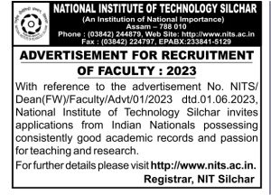 Faculty Recruitment Jobs at National Institute of Technology Silchar, Silchar | FacultyPlus