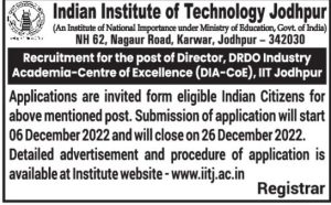 Director Jobs at Indian Institute of Technology Jodhpur | FacultyPlus