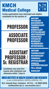 Faculty Recruitment 2023 at KMCH Medical College & KMCH Institute of Health Sciences and ...