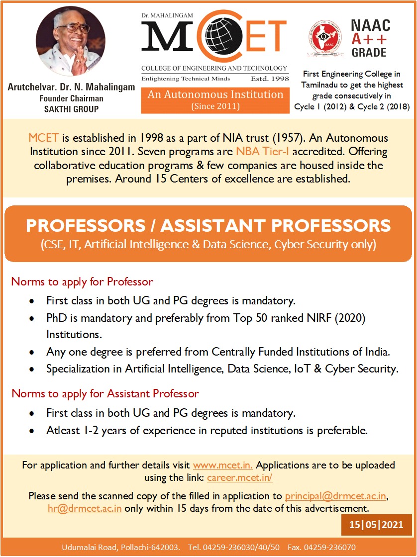 College Faculty Recruitemnt add | FacultyPlus