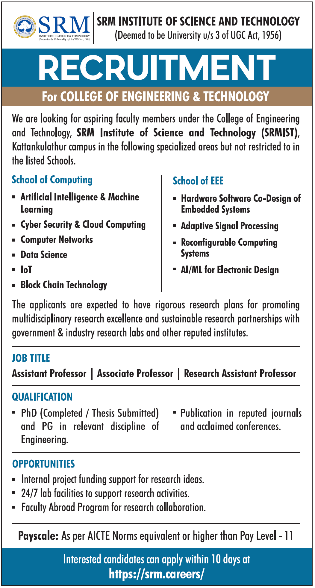 01 SRM University Faculty Jobs | FacultyPlus