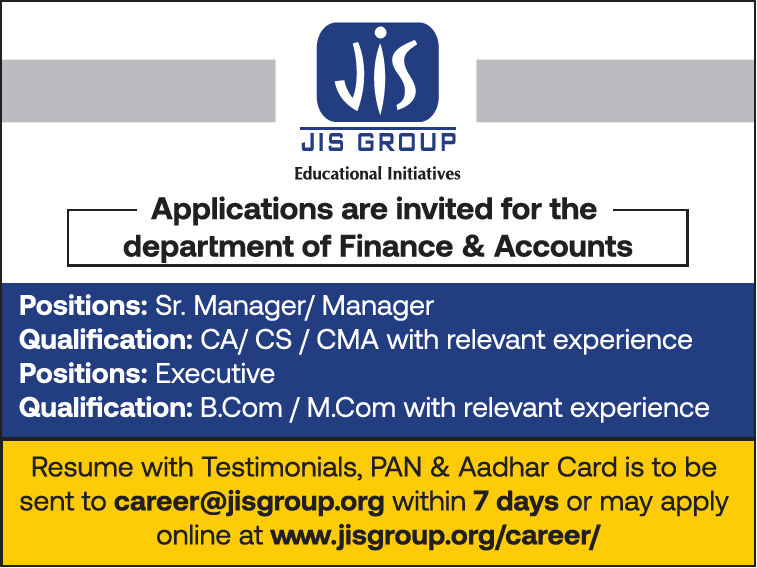 JIS Group, Kolkata Wanted Sr. Manager/ Manager and Executive | FacultyPlus