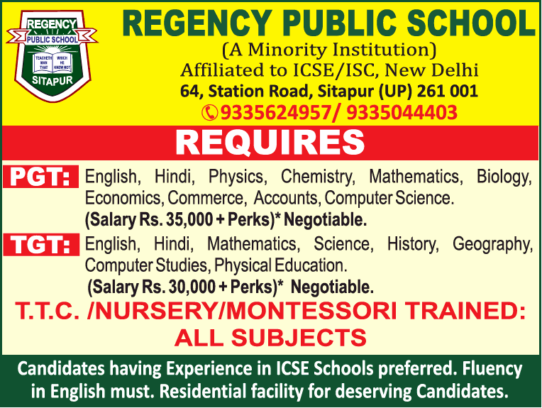 Regency Public School, Sitapur Wanted Teachers | FacultyPlus