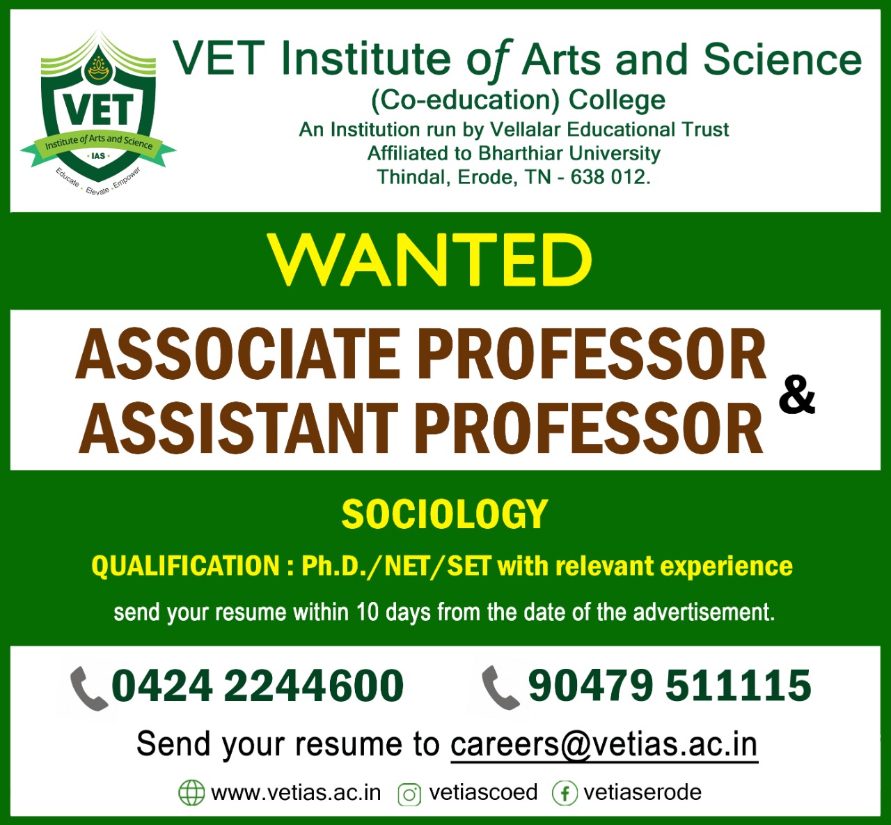 VET IAS WANTED | FacultyPlus