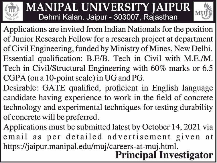 Manipal University JRF job | FacultyPlus Manipal University JRF job | FacultyPlus