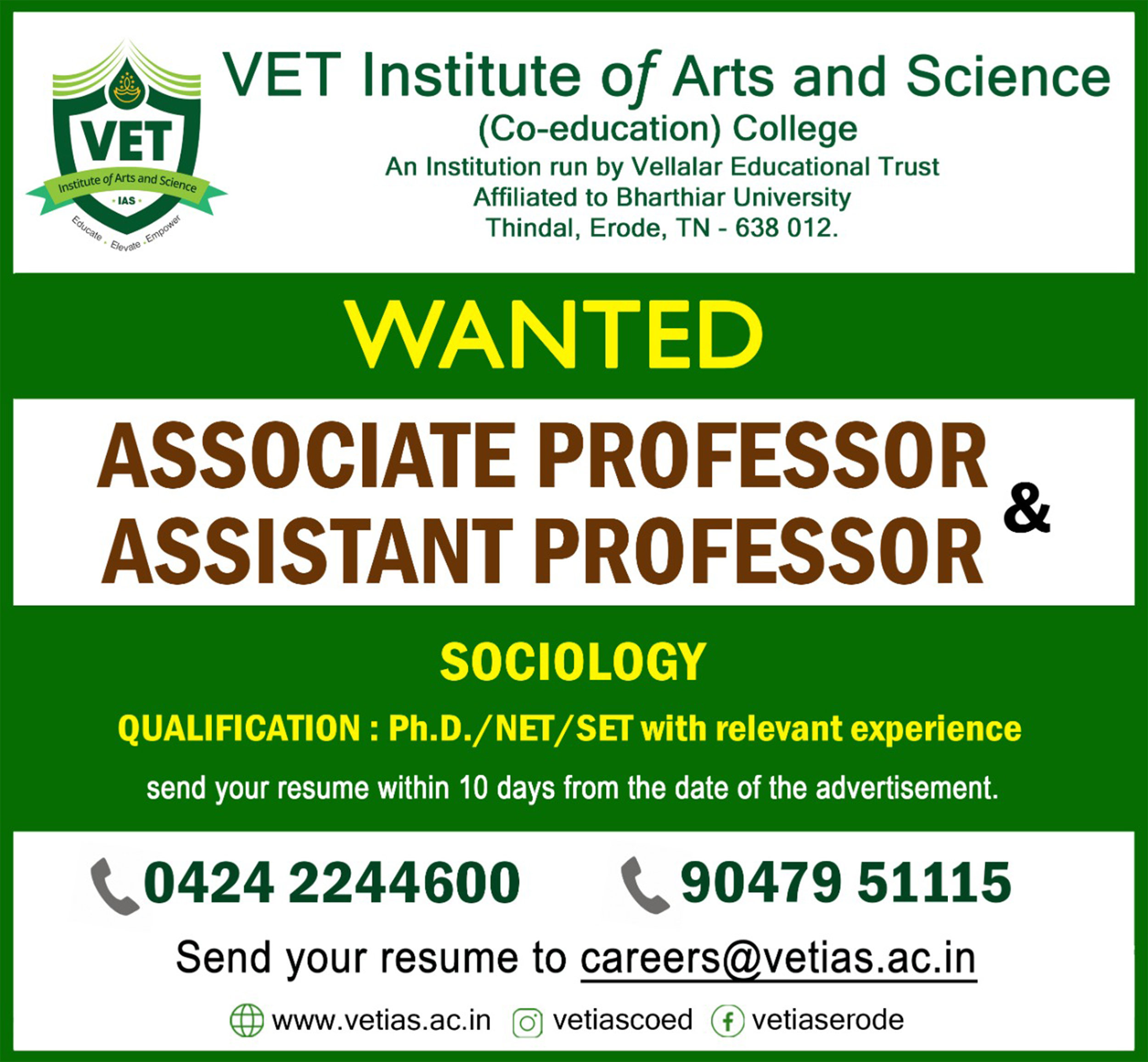 VET IAS WANTED (1) | FacultyPlus