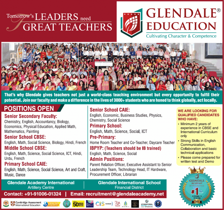 Glendale Education, Hyderabad Wanted Teaching and Non-Teaching Faculty ...