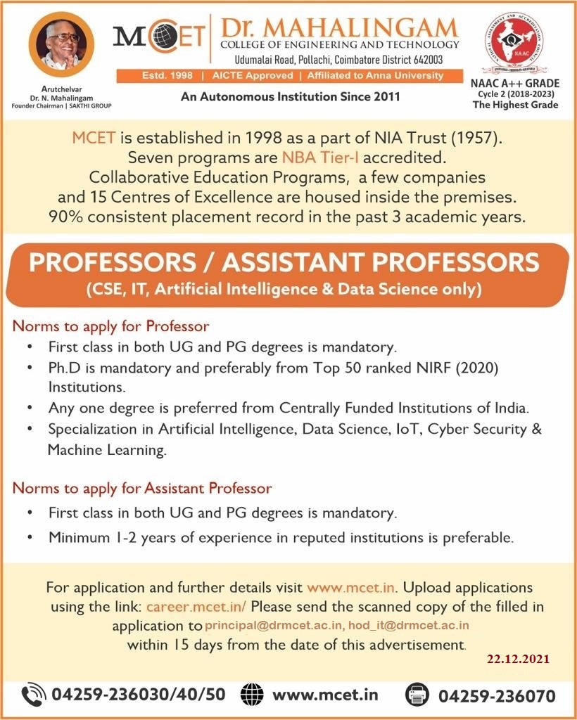 MCET_HR_Advt_CSEIT AI DS | FacultyPlus