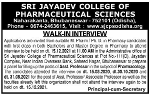 Sri Jayadev College of Pharmaceutical Sciences, Bhubaneswar,Wanted ...