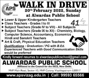 Alwardas Public School, Visakhapatnam Wanted Teaching Faculty | FacultyPlus