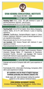 Gyan Kendra Educational Institute, Mumbai, Wanted Teaching Staff ...
