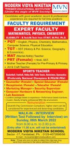 Modern Vidya Niketan, Faridabad Wanted PGT/TGT/PRT | FacultyPlus