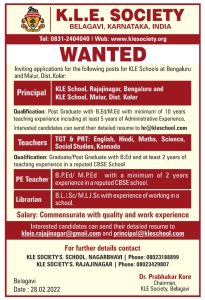 K.L.E. Society, Belagavi Principal, Teachers and Librarian | FacultyPlus