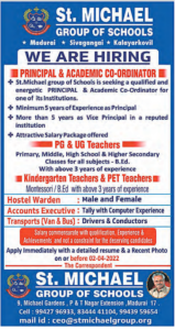 St. Michael Group of Schools, Madurai Wanted Teachers and Non-Teaching ...