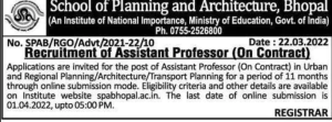 School of Planning and Architecture, Bhopal Wanted Assistant Professor ...