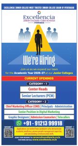Excellencia Junior Colleges/CBSE School, Hyderabad Wanted Faculty | FacultyPlus