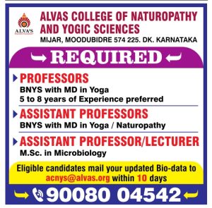 Alvas College Of Naturopathy And Yoga Sciences, Karnataka, Wanted Professor, Assistant Professor ...