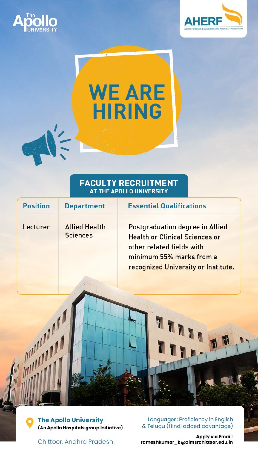 The Apollo University, Chittoor Wanted Lecturers | FacultyPlus