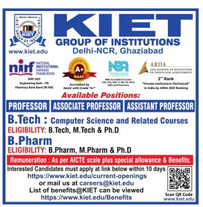 KIET Group of Institutions, Ghaziabad, Wanted Professor, Associate ...