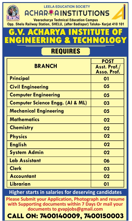 GV Acharya Institute | FacultyPlus