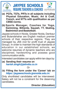 Jaypee Schools, Noida/Greater Noida/Dankaur/Bulandshahar Wanted ...