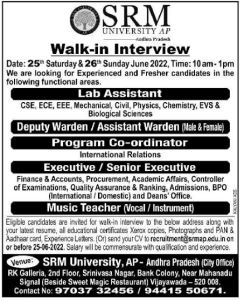 SRM University, Vijayawada Wanted Teachers / Non-Teaching Jobs | FacultyPlus