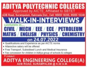 Aditya Polytechnic Colleges, Kakinada Wanted Lecturers | FacultyPlus
