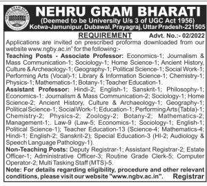 Nehru Gram Bharati, Prayagraj Wanted Associate Professor/Assistant Professor/Non-Teaching Jobs ...