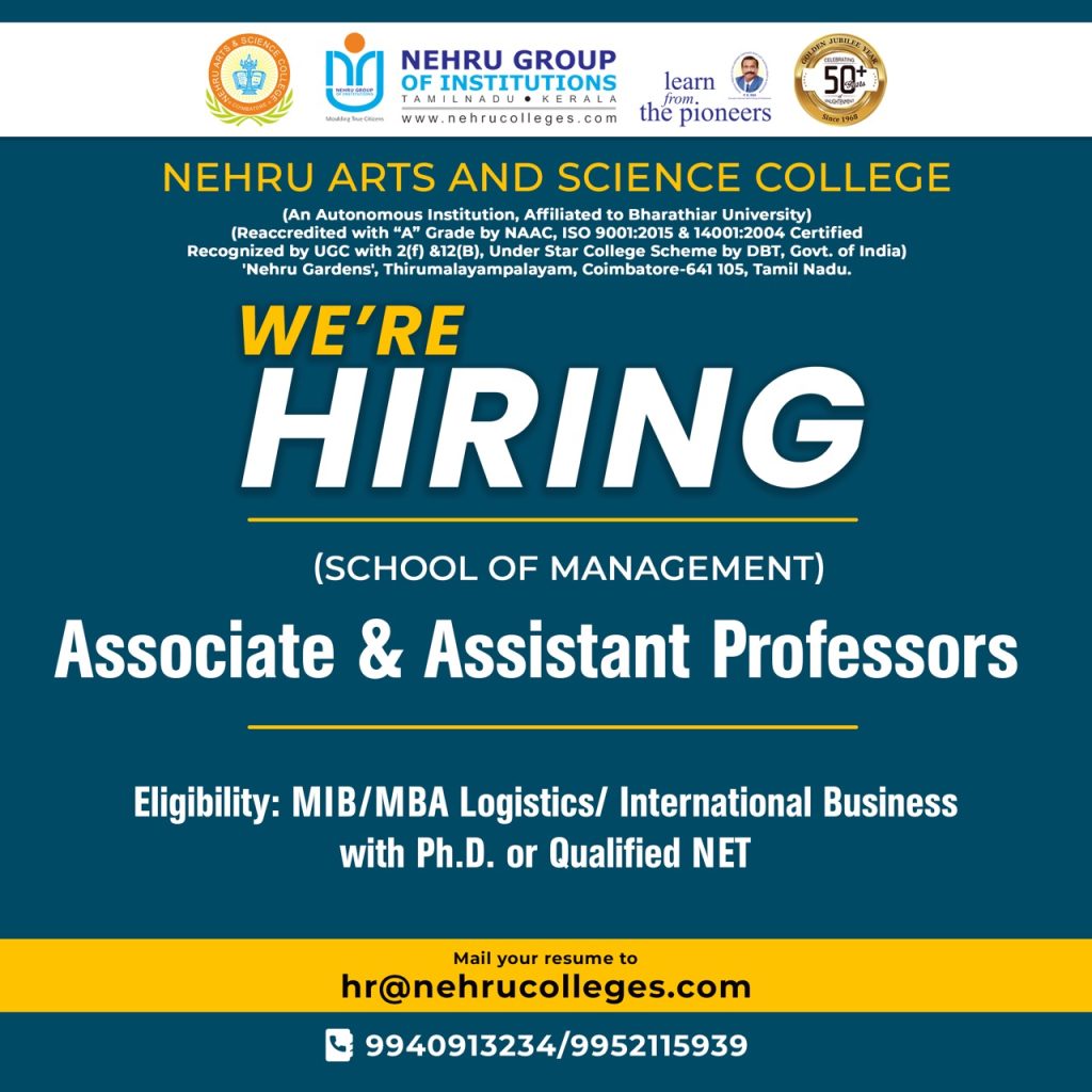 Nehru Group of Institutions Wanted Faculty and Project Engineer | FacultyPlus