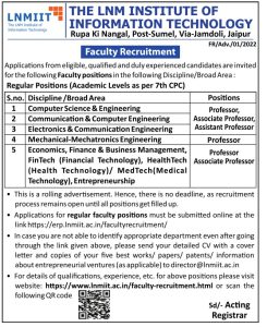 The LNM Institute of Information Technology, Jaipur Wanted Professor ...