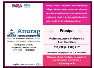 Anurag Engineering College, Suryapet Wanted Principal/Teaching Jobs | FacultyPlus