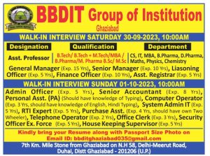 BBDIT Group of Institution, Ghaziabad Wanted Teaching and Non-Teaching Faculty | FacultyPlus