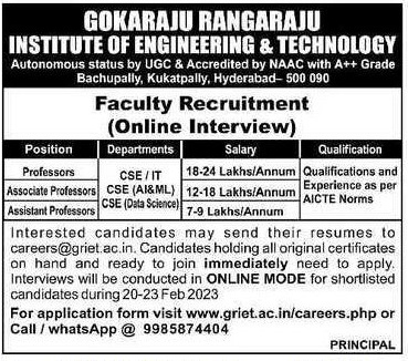 Gokaraju Rangaraju Institute of Engineering and Technology, Hyderabad ...