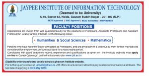 Professors/ Associate Professors/ Assistant Professors Sr. Grade-II/Grade-I Jobs at Jaypee ...