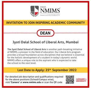SVKM’s NMIMS Deemed to be University, Mumbai Wanted Dean | FacultyPlus