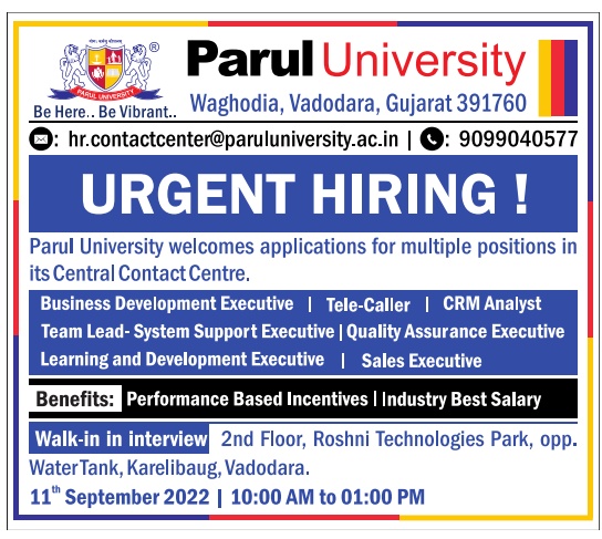 Parul University, Vadodara Wanted Non-Teaching Faculty | FacultyPlus