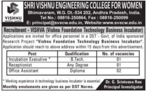 Non-Teaching Jobs at Shri Vishnu Engineering College for Women, West Godavari | FacultyPlus