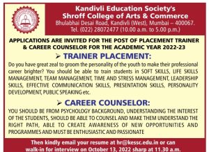 KES’s Shroff College of Arts and Commerce, Mumbai wanted Non-Teaching Staff | FacultyPlus
