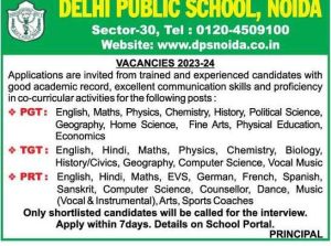Delhi Public School, Noida Wanted PGT/TGT/PRT Teachers | FacultyPlus