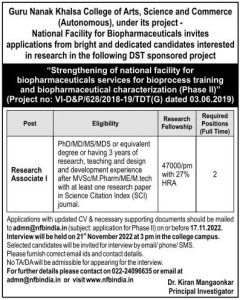 Guru Nanak Khalsa College of Arts, Science & Commerce (Autonomous), Mumbai Wanted Research ...