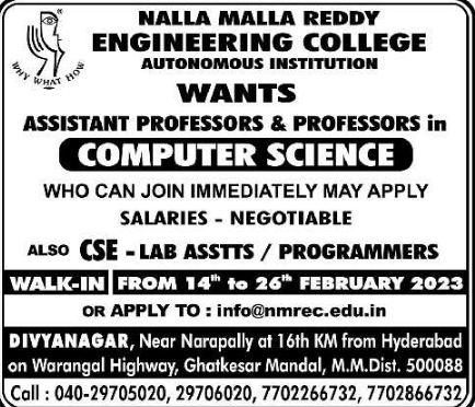 Nalla Malla Reddy Engineering College | FacultyPlus