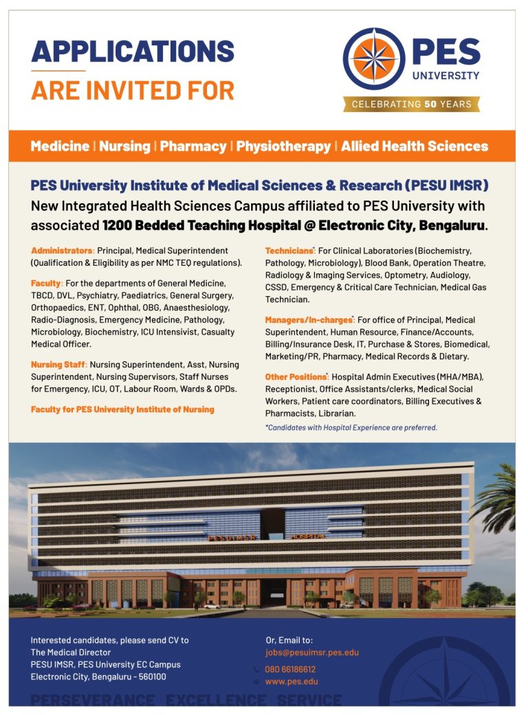 PES University, Bengaluru, Wanted Teaching and Non-Teaching Faculty | FacultyPlus