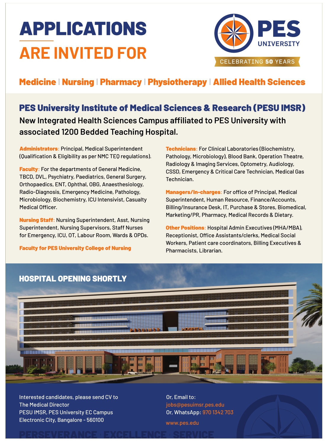 PES University, Bengaluru, Wanted Teaching and Non-Teaching Faculty | FacultyPlus