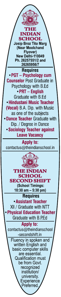 The Indian School, New Delhi Wanted Teachers | FacultyPlus