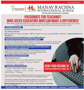 Manav Rachna International School Wanted Teachers and Non-Teaching Faculty | FacultyPlus