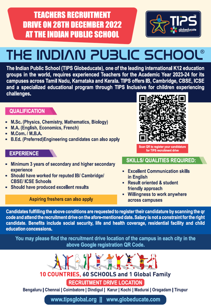 The India Public School, Karur Walk-in Drive | FacultyPlus