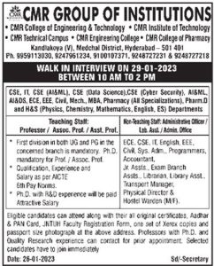 Academic Jobs for Andhra Pradesh and Telangana- 26/01/2023 | FacultyPlus